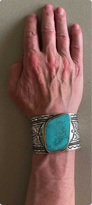 Mark Chee Large Navajo Silver and High Grade Turquoise Mark Chee Large Navajo Silver and High Grade Turquoise