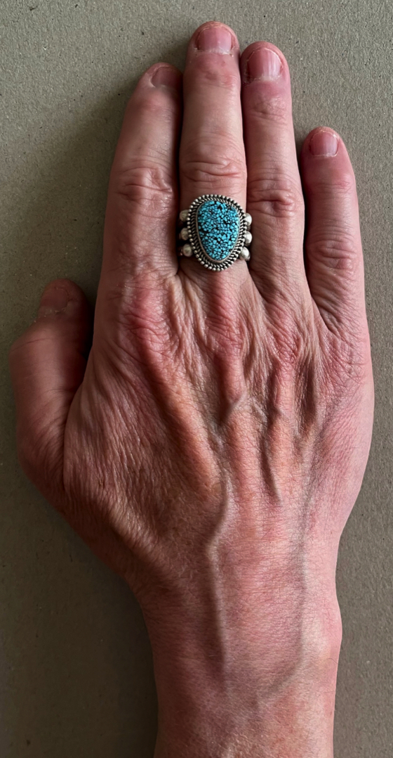 Quaid Shorty Contemporary Silver and Kingman Turquoise Ring 2021 Quaid Shorty Contemporary Silver and Kingman Turquoise Ring 2021
